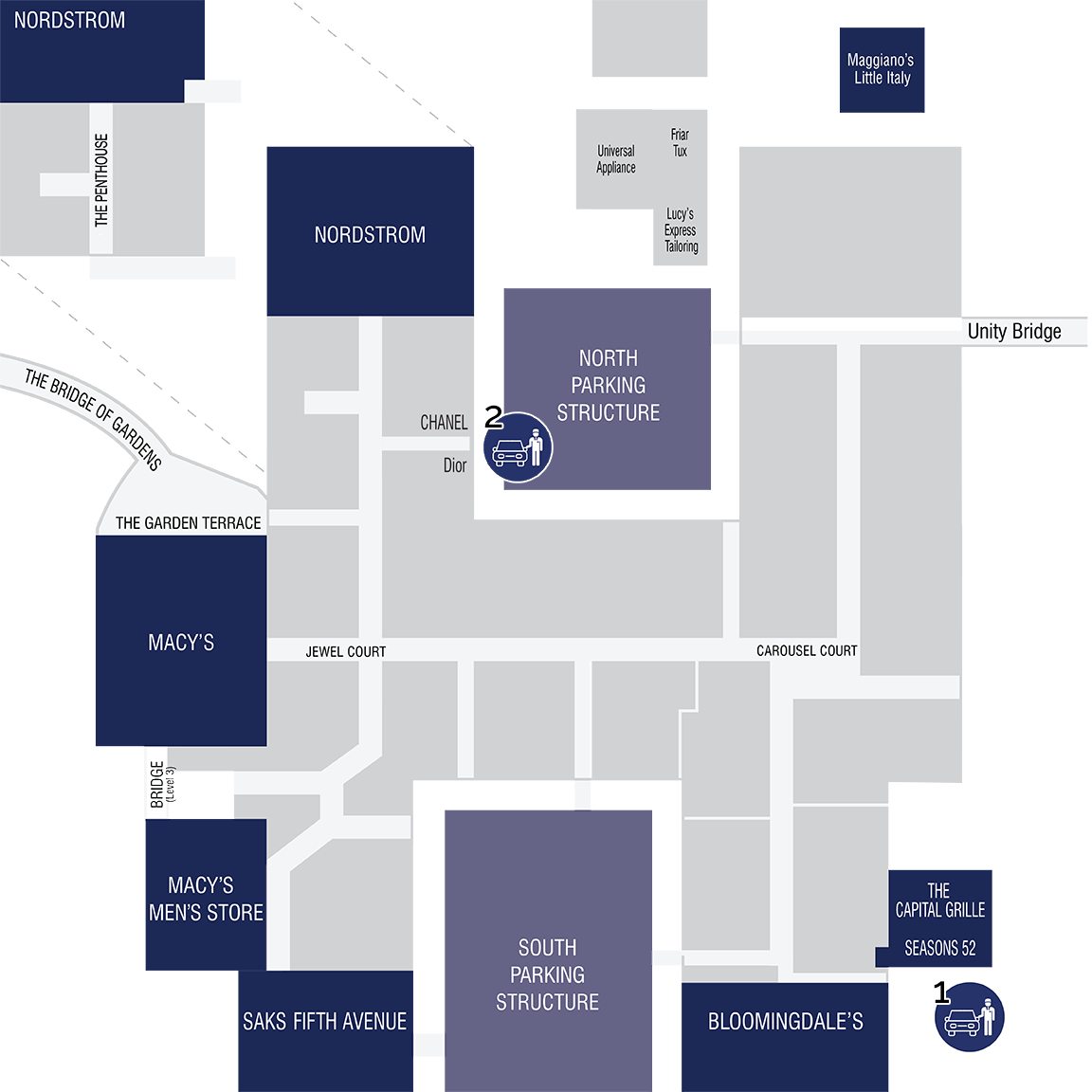 Valet Parking Locations – South Coast Plaza