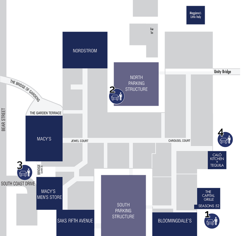 Valet Parking Locations – South Coast Plaza